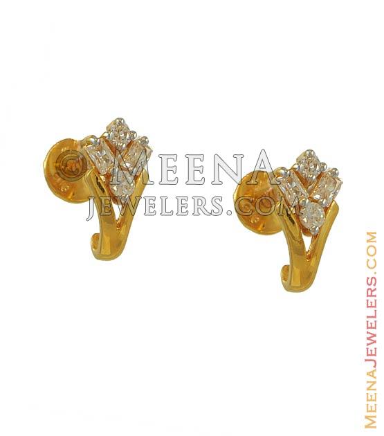 22k Earring With Signity - ErSi7613 - 22k gold fancy earring studded ...