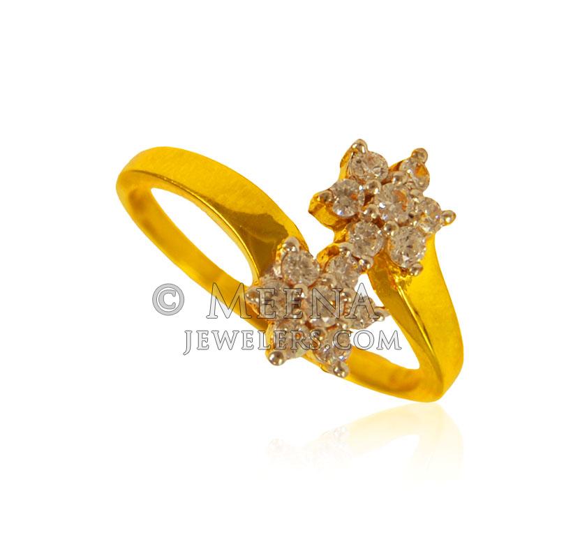 22 kt Gold Ring with stones - RiLs24262 - 22 kt Gold fancy ring studded ...