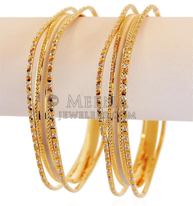 22k Fancy Square Bangles - Bast17929 - 22k Gold Bangles (Pair) designed ...