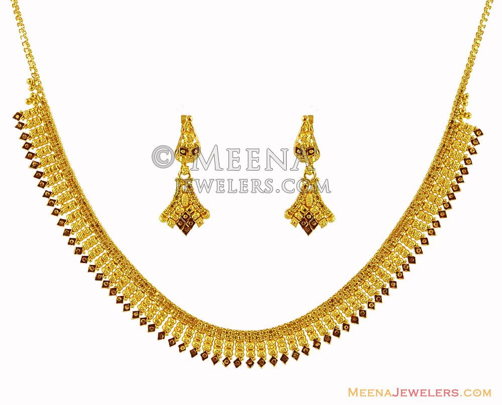 22k Gold Necklace Set - StLs16826 - 22k Gold Necklace and Earring set ...
