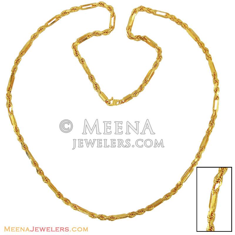 22K Mens Solid Chain (22 inch) - ChMs11942 - 22k cartier rope design ...
