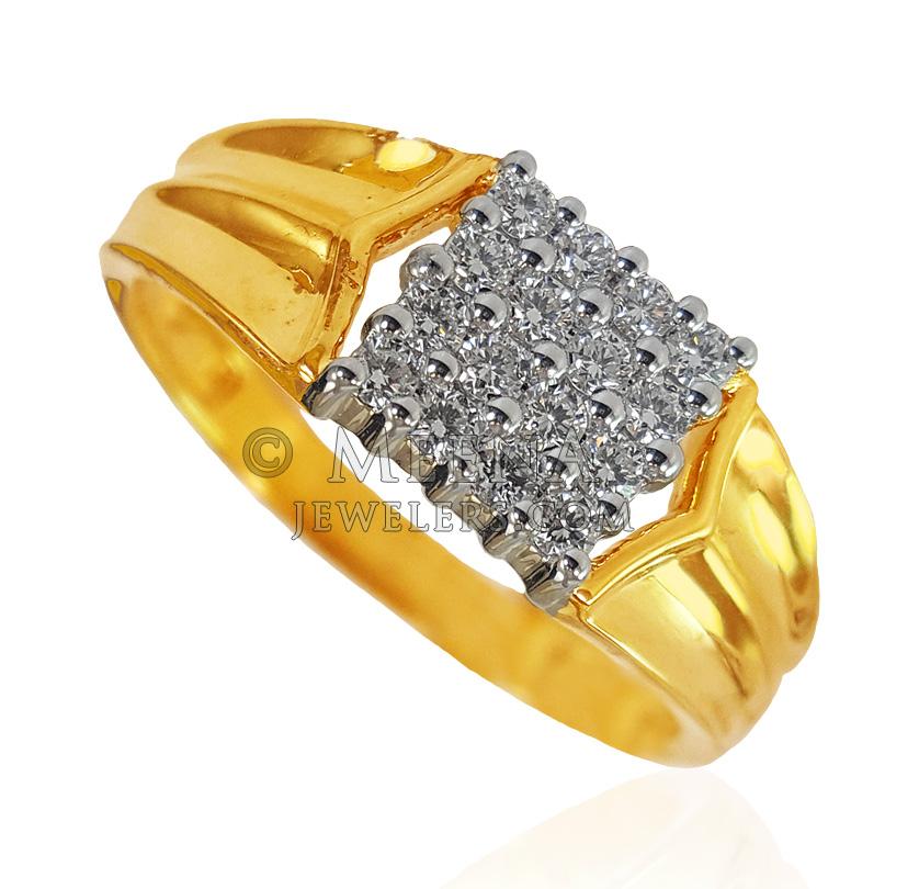 18KT Gold Diamond Ring for Men - dimr22168 - 18KT Gold Diamond Ring for ...