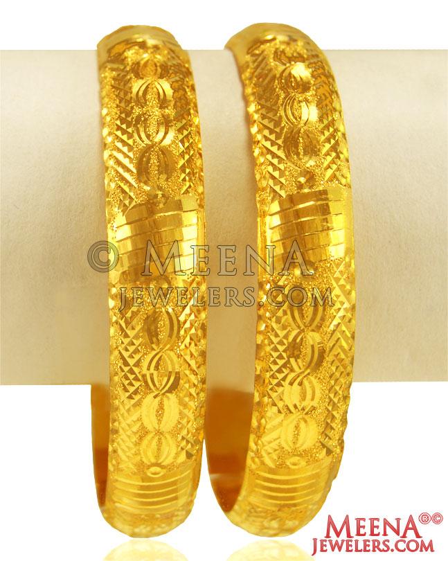 22Karat Gold Machine Bangle (2 Pcs) - BaGo24567 - 22 Karat Gold Machine ...