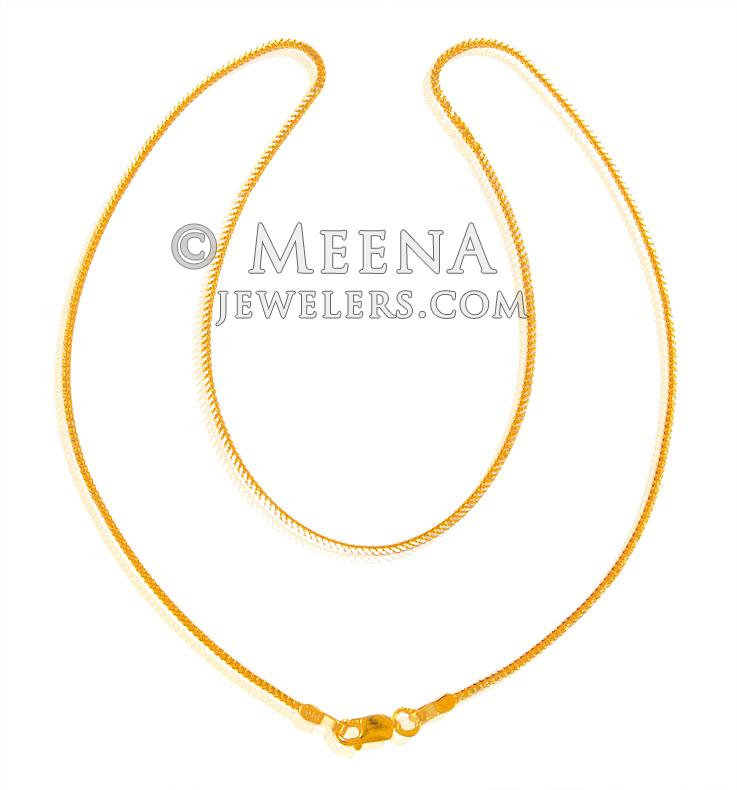 22K Gold Fox Chain (16 Inches) - ChPl23649 - 22K Gold Chain (16 Inches ...