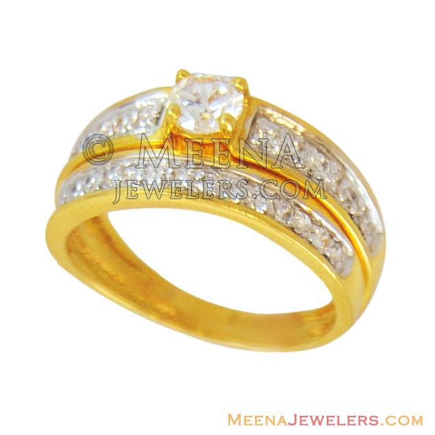 22K Ladies Engagement Ring - RiLs11765 - 22k gold designer ladies ...