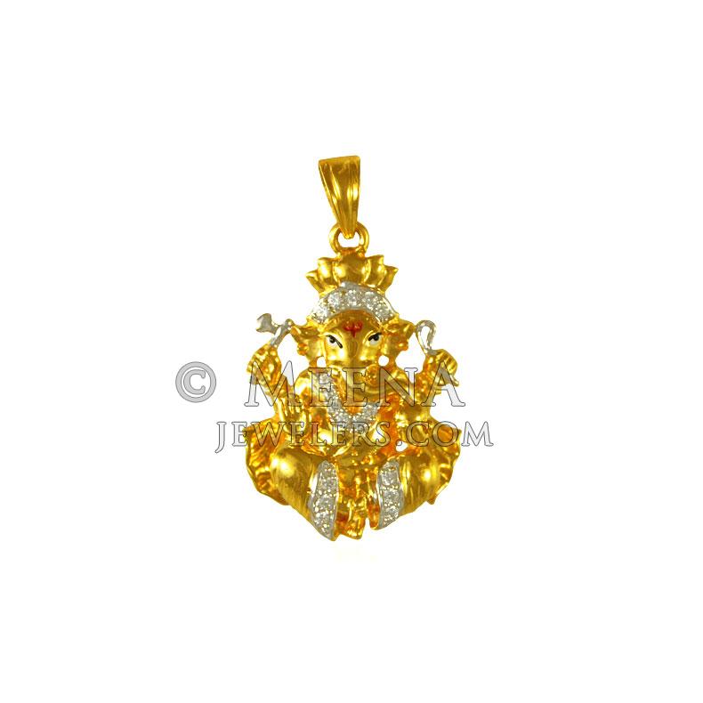 Ganesh Pendant (22K Gold) - PeGa24373 - 22 kt Gold "Lord Ganesha ...