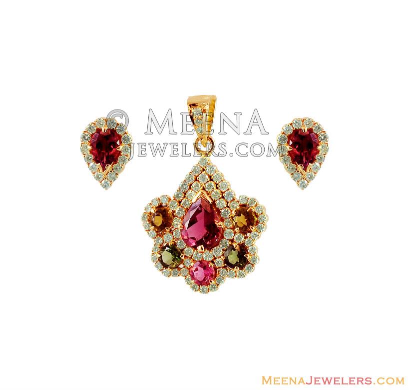 Diamond Pendnat Set 18K Gold - DiPs16393 - 18Kt Gold Pendant and ...