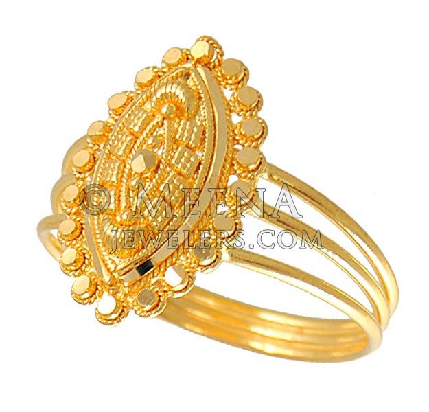 22Kt Gold Indian Ring - RiLg4356 - 22Kt Gold Ring (Indian Ring) with ...