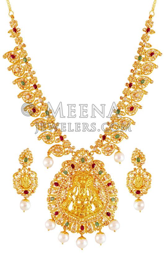 22K Exclusive Temple Necklace Set - StGd17620 - Exclusively designed ...