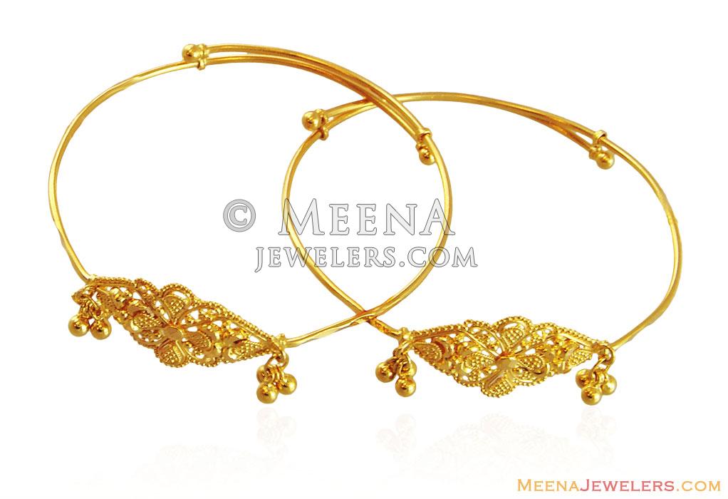 22k Baby Kadas (2 Pc) - BjBa16580 - 22K Gold Baby Bangles/Kadas (Pair ...