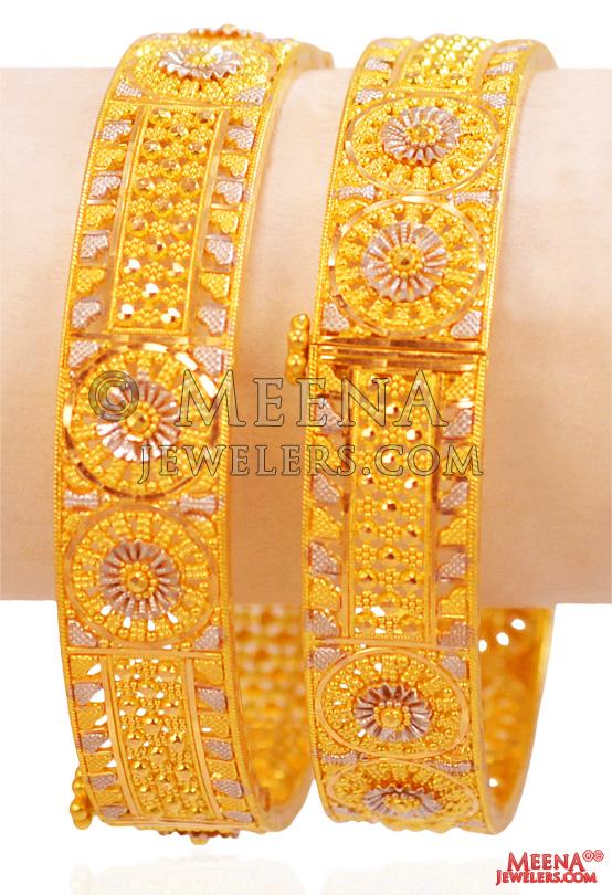 22Kt Gold Two Tone Kada (2 Pc) - BaKa27718 - US$ 9,451 - Introducing ...