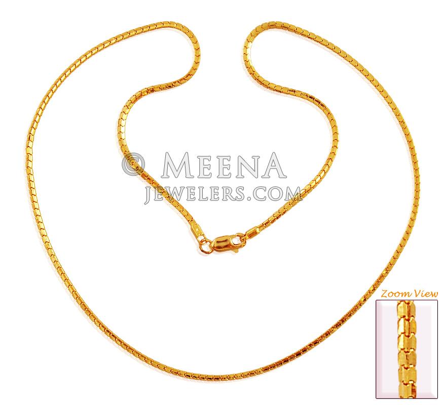 22k Fancy Gold Box Style Chain - ChPl17381 - 22K Gold Chain designed in ...