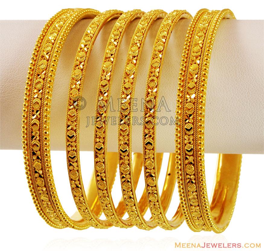 22K Yellow Gold Bangles Set BaSt17110 22k Gold Bangles set Of 6