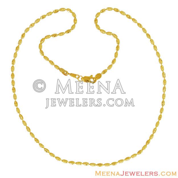 22k Fancy Rice Chain (18 Inch) - ChFc11894 - 22Kt yellow Gold fancy ...