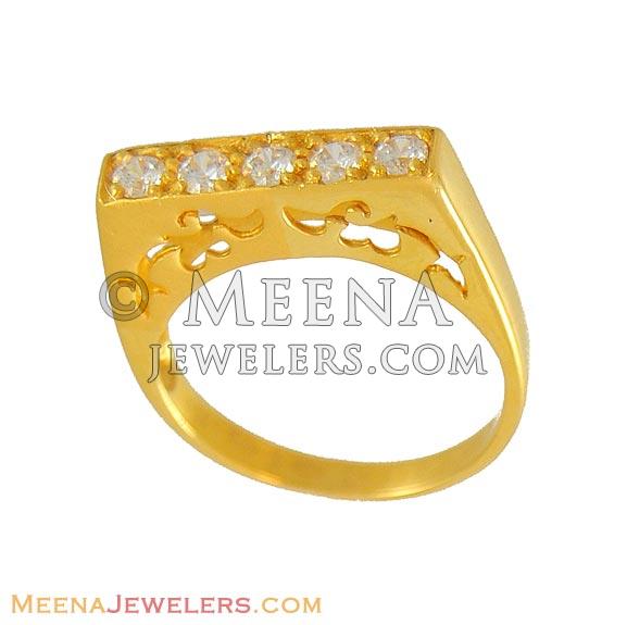 Gold Mens Signity Ring - RiMs8476 - 22Kt Mens Gold Ring beautifully ...