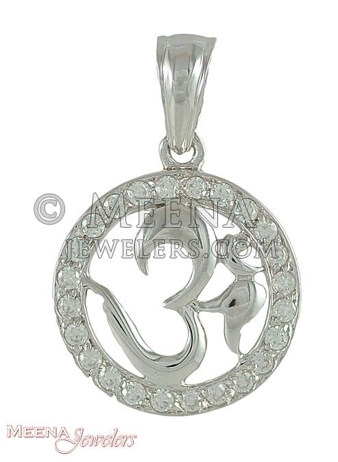 18kt OM pendant with Star Signity - PeOm3530 - 18Kt White Gold Om ...