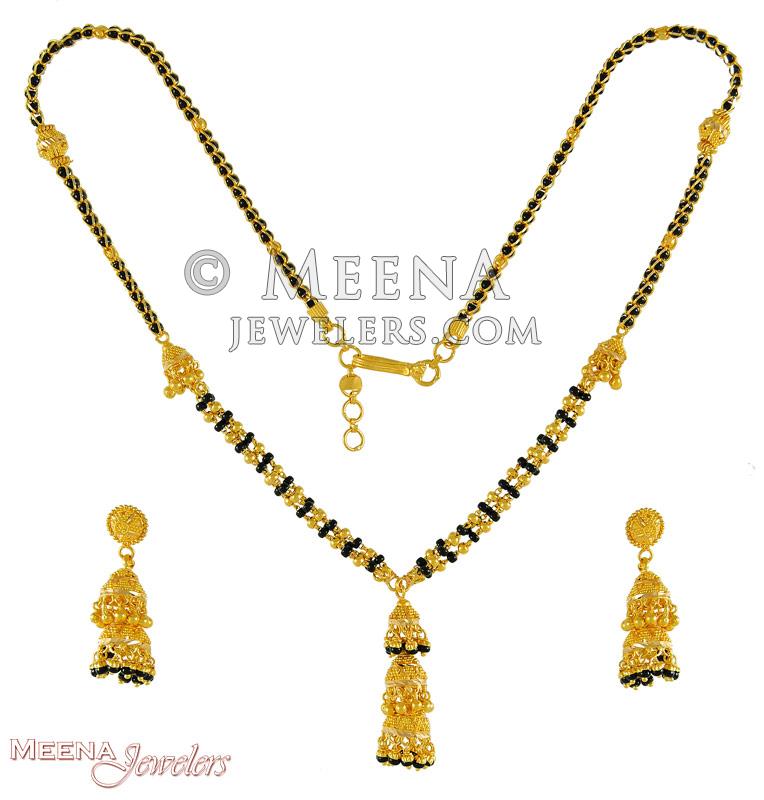 Gold MangalSutra Set(Mordern MangalSutra) - ChMs3361 - 22Kt Gold ...