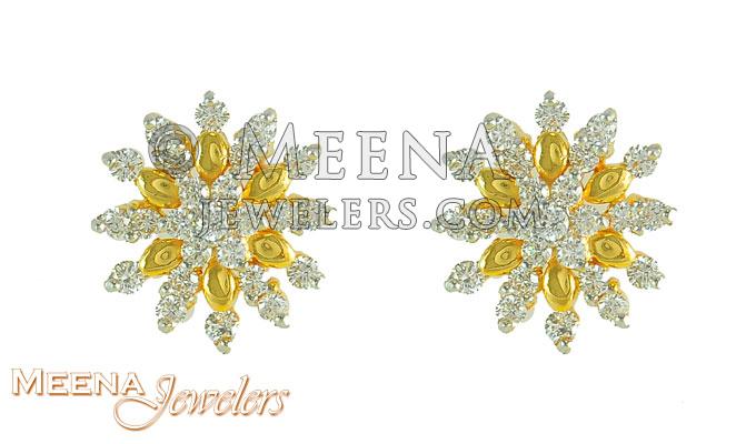 Gold Earrings with Signity - ErSi3050 - 22K Gold Earrings with Signity