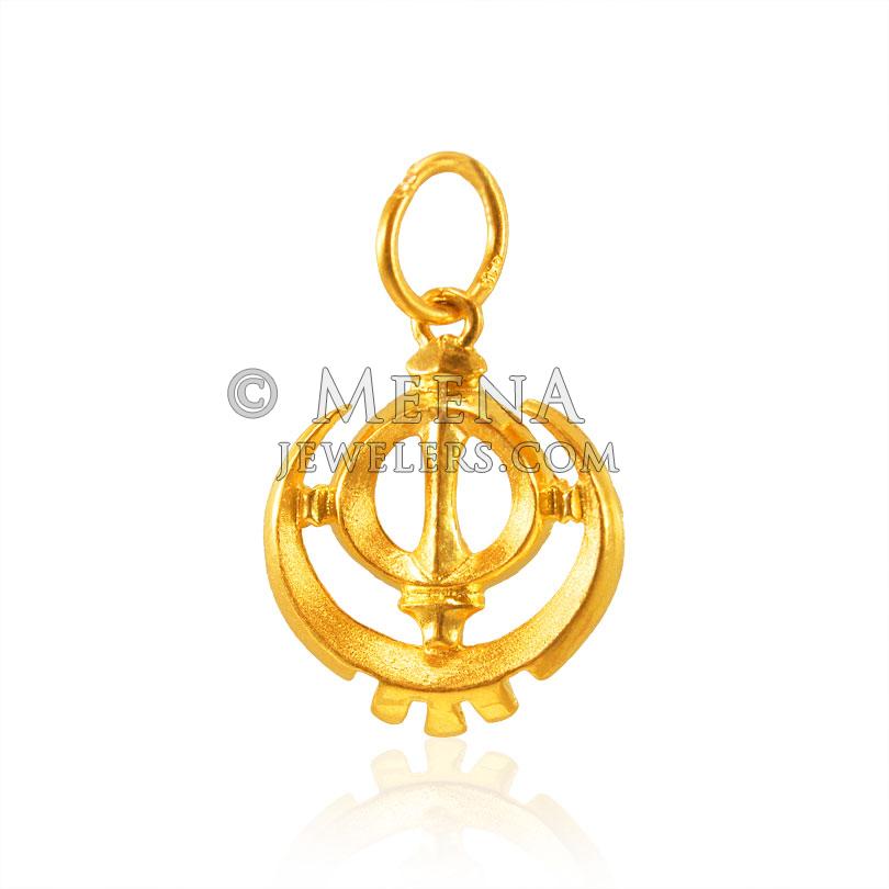 22K Gold Khanda Pendant - PeKp23080 - US$ 620 - 22karat gold khanda ...