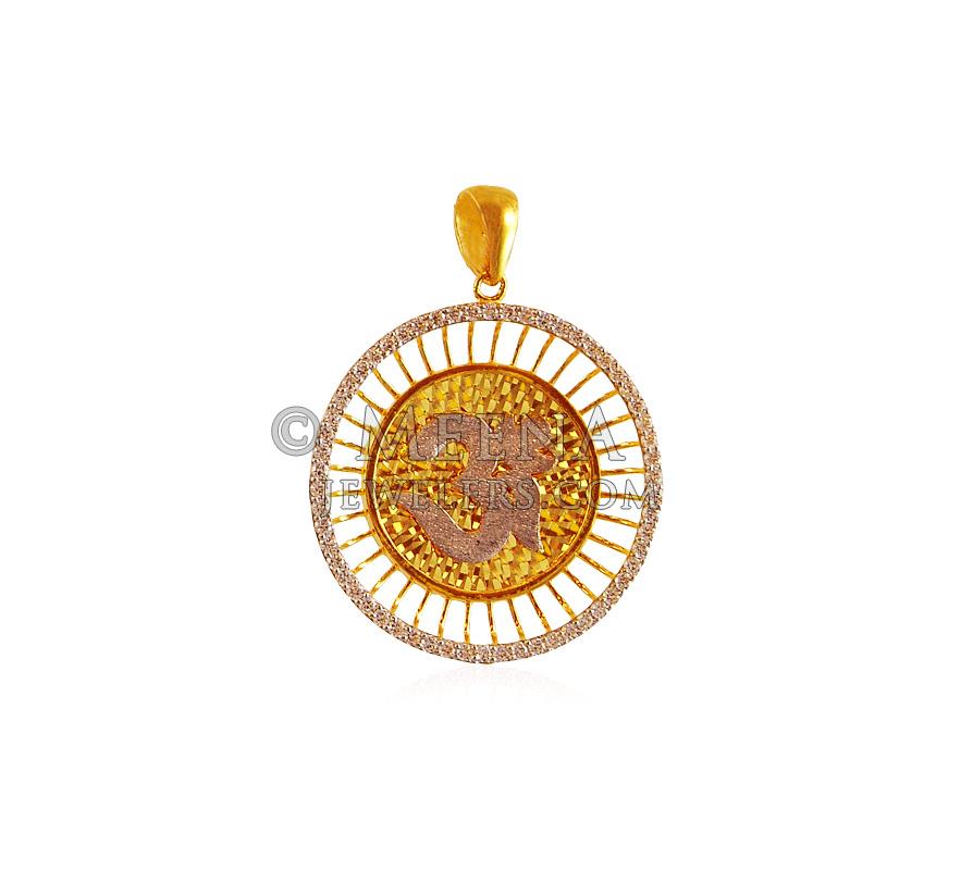 OM pendant (22k Gold) - PeOm18365 - 22K Gold two tone Om Pendant With ...