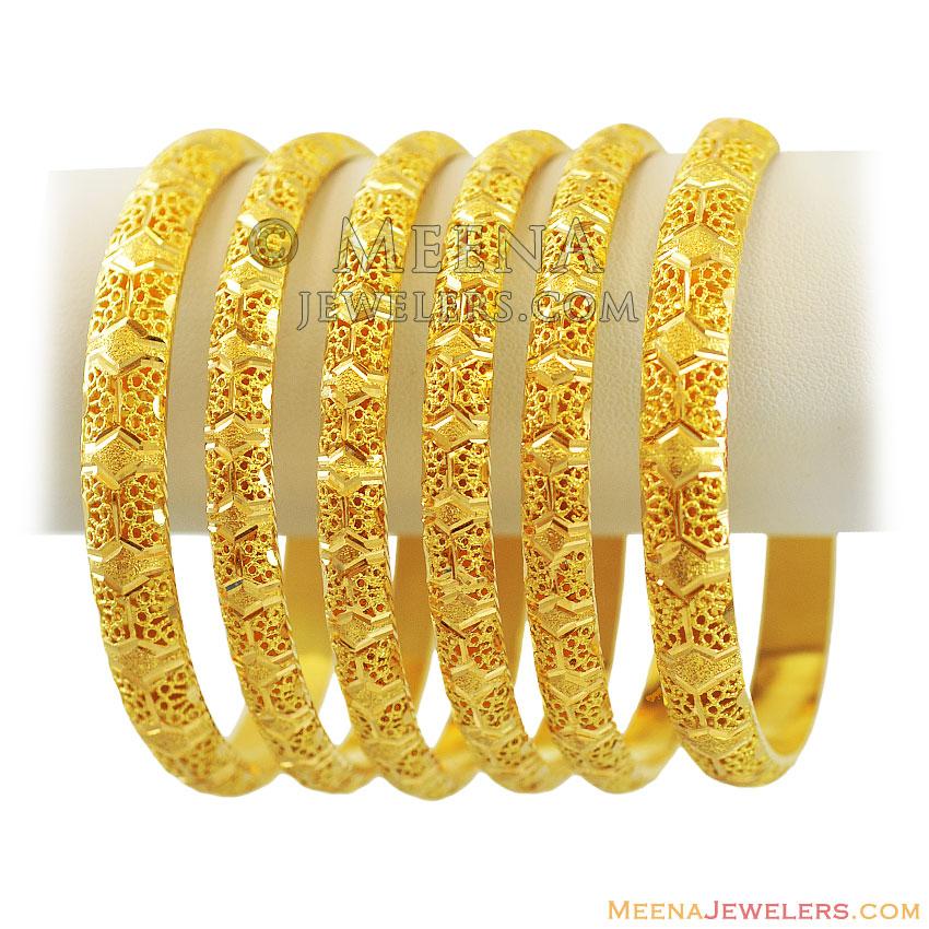 22k Gold Bangles Set(6 pcs) - BaGo12108 - 22K Gold bangle set(6 pcs ...