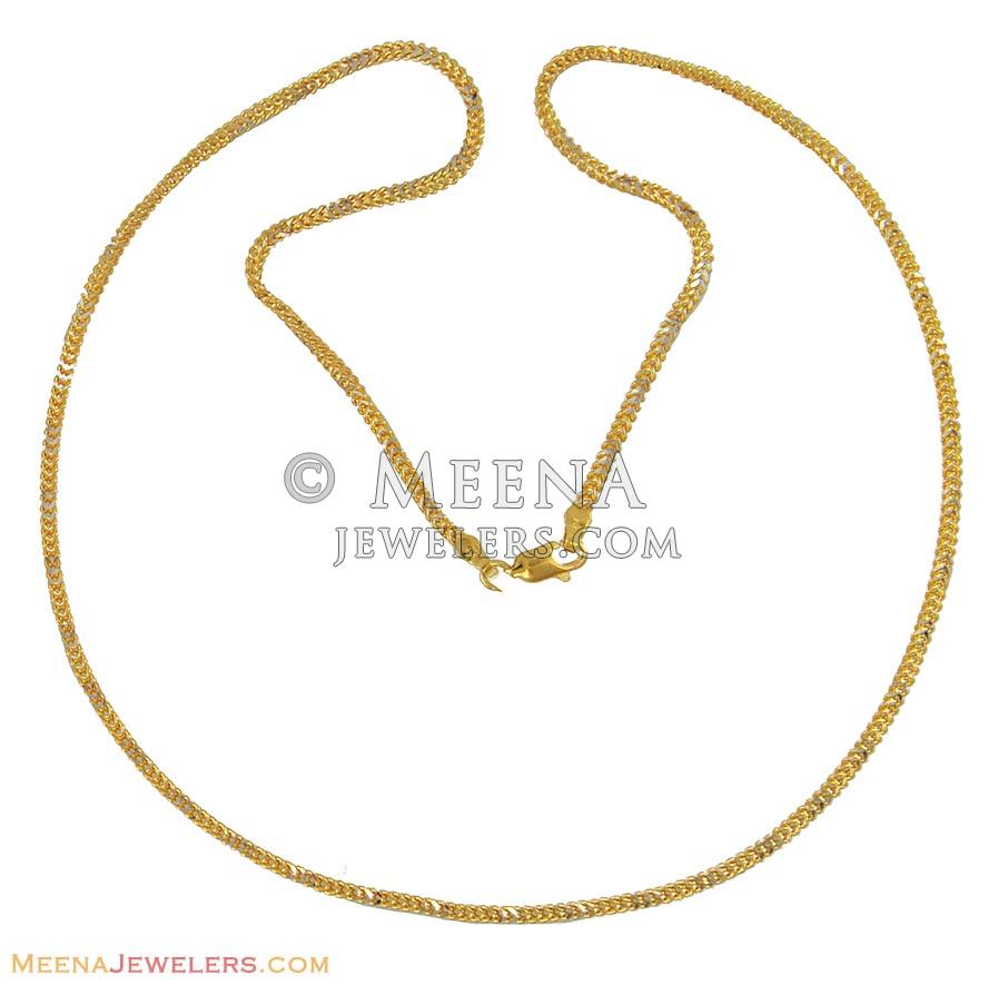 Two Tone Foxtail Chain (22 karat) - chpl10754 - 22K Gold Two-Tone ...
