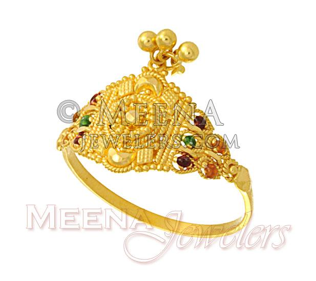 22Kt Gold Filigree And Enamel Paint Ring - RiLg2333 - 22Kt Gold ...