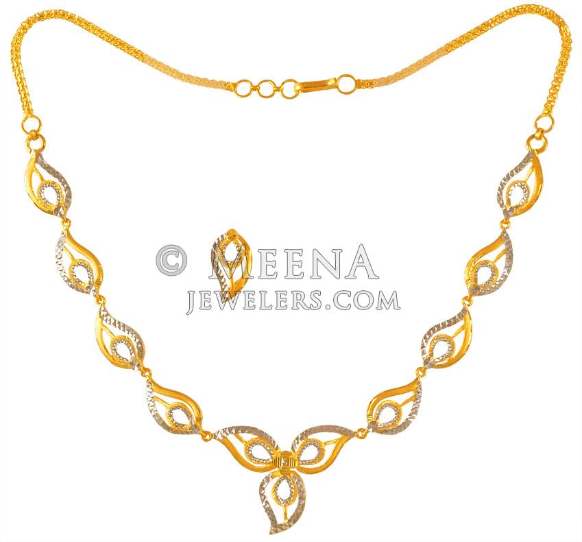 22Kt Gold Light Necklace Set - StLs22930 - 22Kt Gold Two Tone Light ...