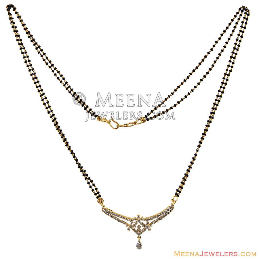 18K Gold Fancy Diamond Mangalsutra - DiMa12232 - 18k yellow gold ...