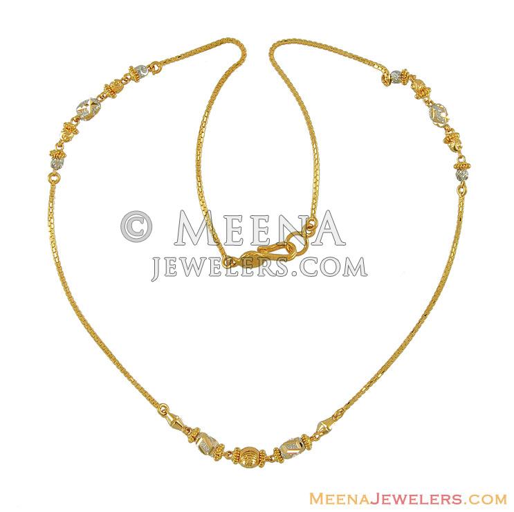22k Gold Fancy Chain - ChFc7218 - 22k gold fancy chain with two tone ...