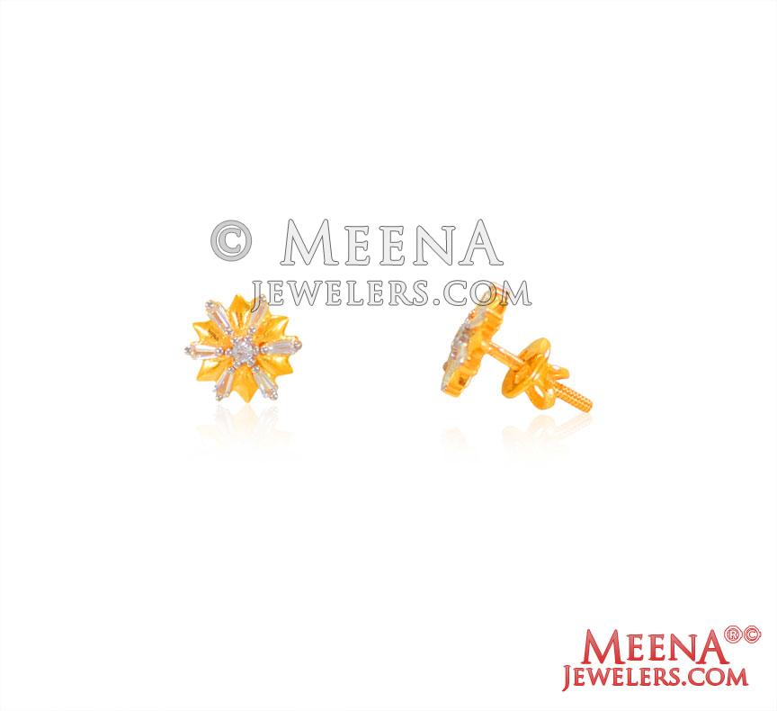 22K Gold Signity Tops - ErSi25683 - 22 Kt Yellow Gold Stud Earrings ...