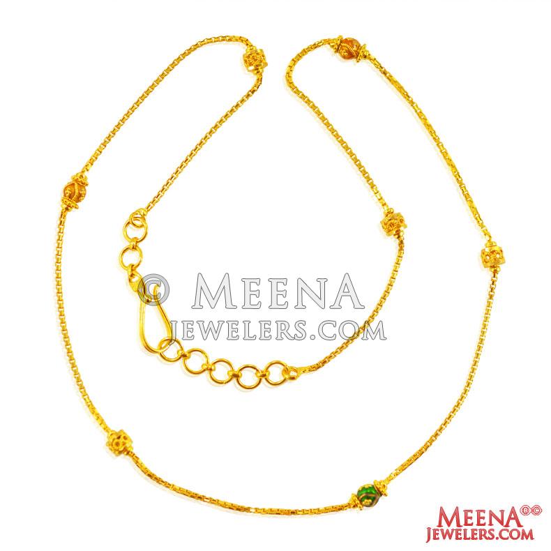 22K Gold Meena Balls Chain - chfc26320 - US$ 917 - 22Kt Gold Ladies ...