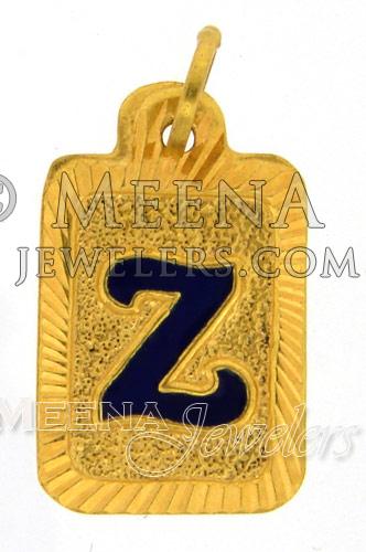 22Kt Gold Initial Pendant - PeIn832 - 22Kt Gold Initial Z Pendant ...