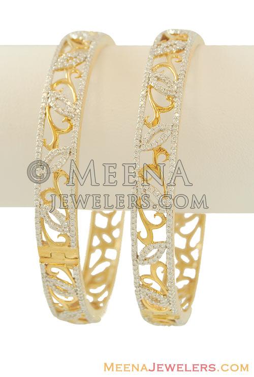 18K Designer Diamond Bangles(2 pcs) - DiBa7920 - 18k yellow gold ...
