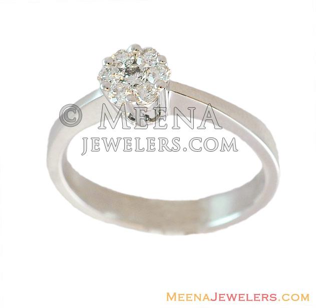 Fancy 18K Solitaire Diamond Ring - DiCo12973 - 18k White Gold Ring ...