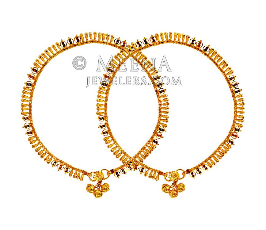 22 Kt Gold Payal (2 PC) - GaPa20387 - 22k Gold ladies Payal or anklet ...