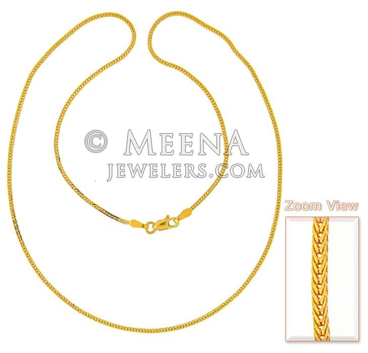 22K Box Chain (18 Inch) - ChPl3850 - 22Kt Gold Box Chain with lobster hook.