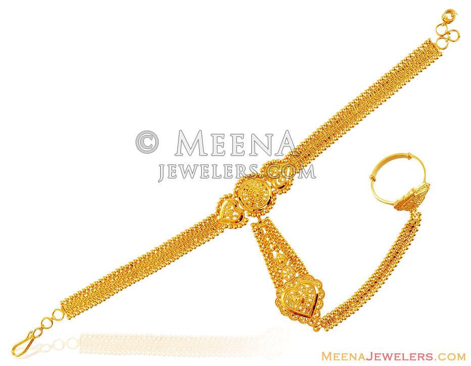 22K Gold Panja Bracelet - BrLa16694 - 22K Gold Bracelet for ladies ...