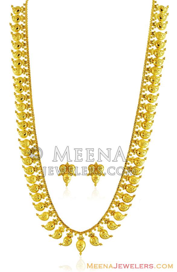 22k Gold Traditional Mango Mala - StGo14716 - 22k yellow gold mango ...