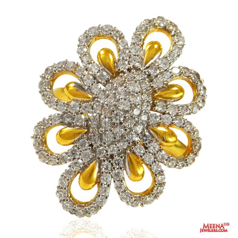 Exclusive Fancy 22 k Gold CZ Ring - RiLs24479 - 22 Kt Gold Ladies fancy ...