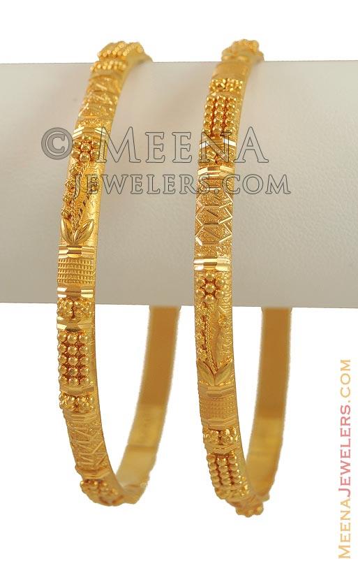 Indian Gold Bangles (22 Karat) - BaGo10012 - 22K Gold Bangles (set of 2 ...