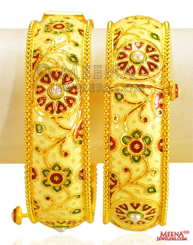 22kt Gold Meenakari Kadas (2 pc) - BaKa27590 - US$ 9,715 - Introducing ...