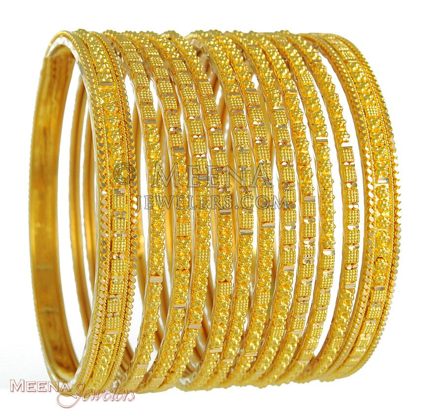 22Kt Gold Handmade Bangles - BaSt3350 - 22Kt Gold Handmade Bangles Set ...