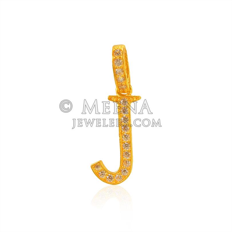22K Gold Pendant with Initial (J) - PeIn23272 - 22K Gold Initial "J ...