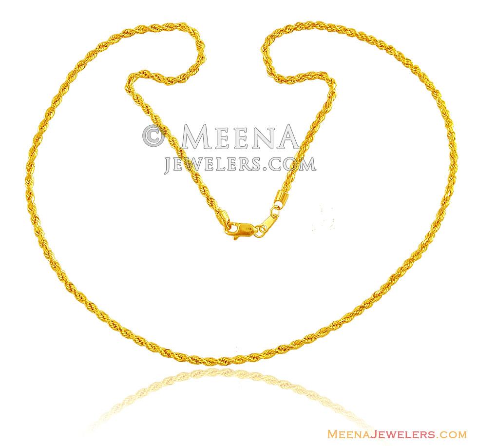 22K Mens Solid Rope Chain - ChMs14622 - 22k mens gold solid rope chain ...