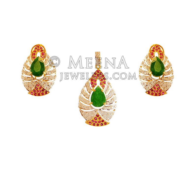 pendant Earring set 22k gold - PsPS17922 - Exclusively designed 22K ...