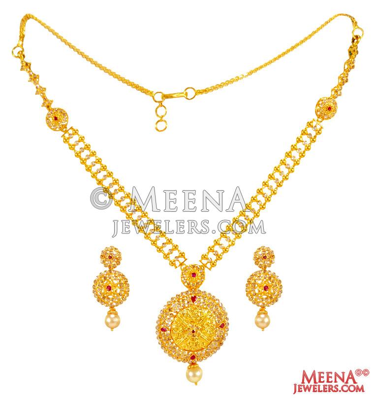 22 Kt Diamond Polki Chakri Set - DiNs24831 - 22 kt gold diamond ...