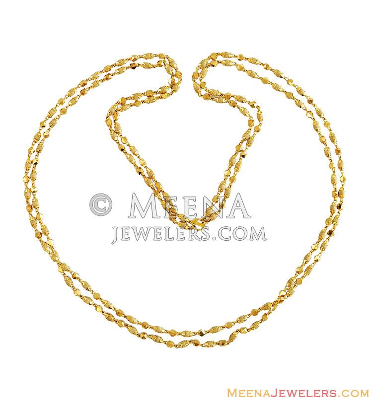 22k Double Layered White Tulsi Mala - ChLo12535 - 22k gold double ...