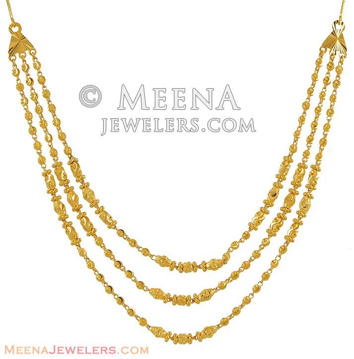 22k Three Layered Gold Chain - ChFc7509 - 22Kt Gold three layered Fancy ...