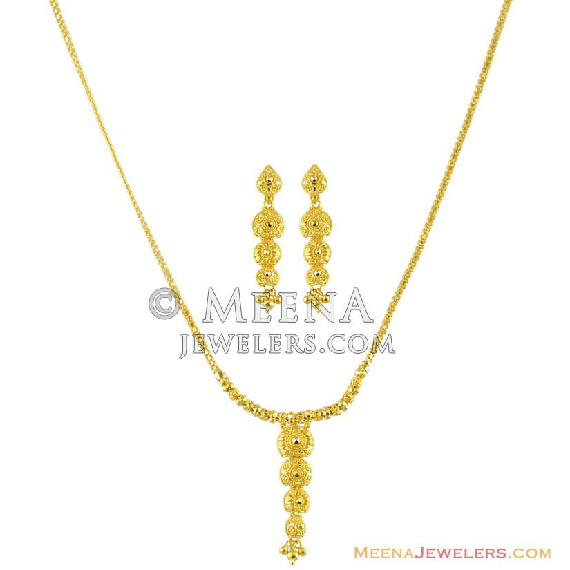 22k Yellow Gold Necklace Set - StLs11577 - 22k gold fancy necklace and ...